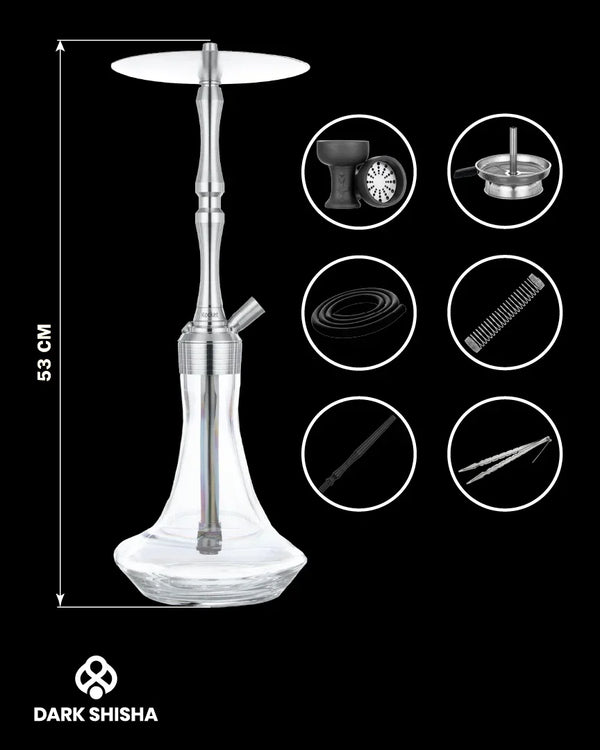 Aladin MVP Rocket Clear | Narghilè in Acciaio Inox da 53 cm